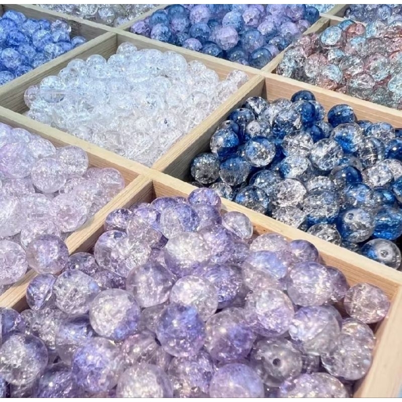 Jual [50 PCS] Manik-manik Bulat Kaca 8 MM motif Crack Giok Gradasi ...