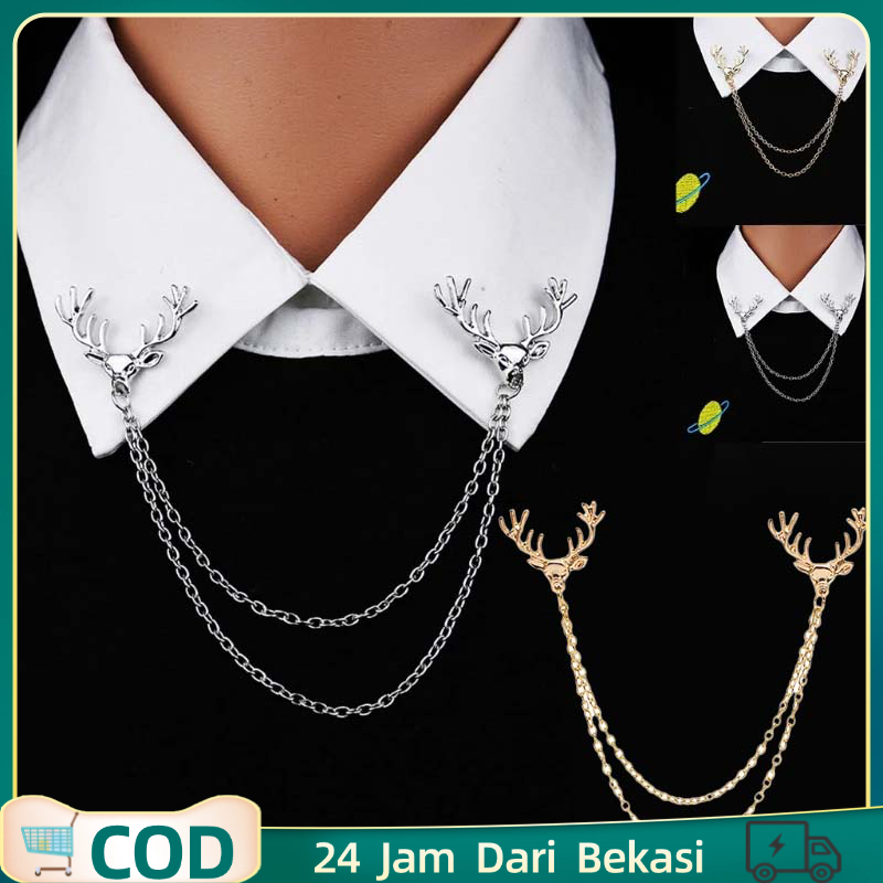 Jual Emas Perak Bros Jas Pria Aksesoris Jas Bros Kerah Rantai Pin Rusa ...