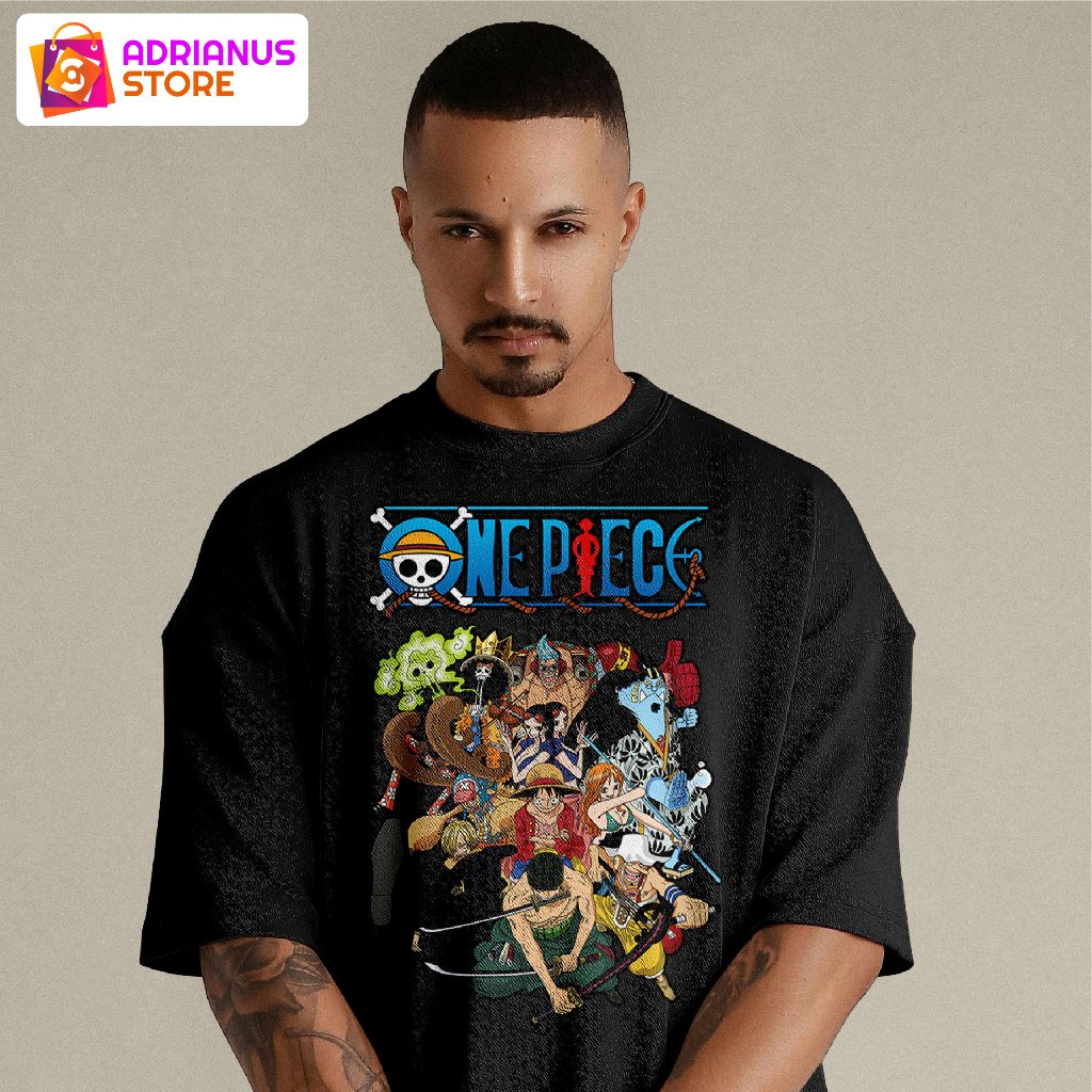 Jual Baju Kaos Distro Atasan Hitam One Piece Luffy Zoro Nami Sanji ...