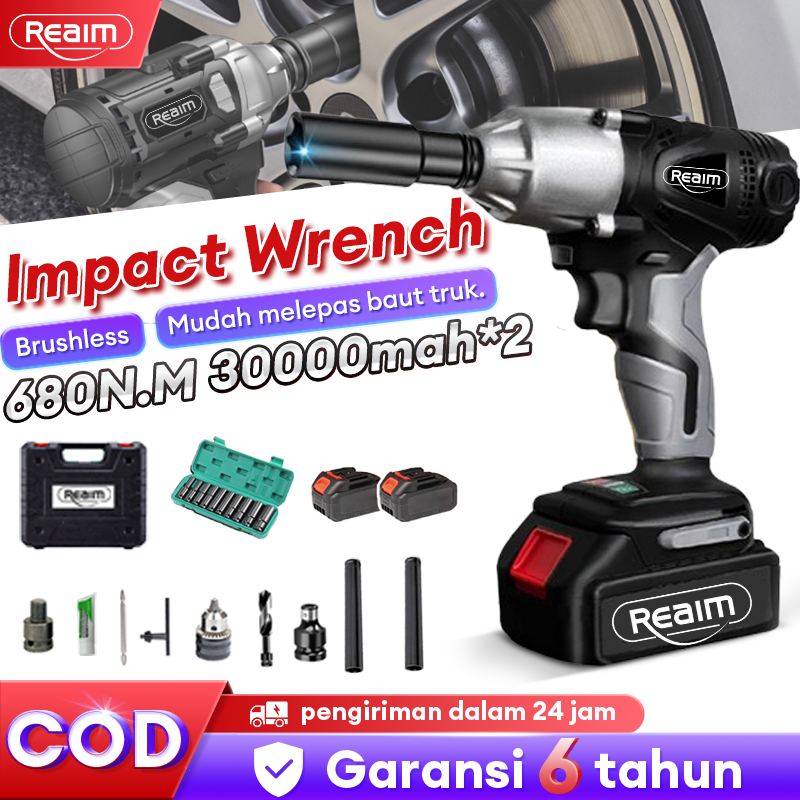 Jual Reaim 288V Impact baterai Mesin bor 1/2 Inch CVT Cordless Impact wrench impek baterai ...