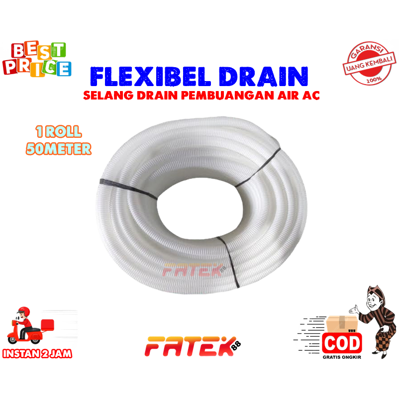 Jual FLEXIBLE DRAIN 1 ROLL | FLEXIBEL SELANG DRAIN PEMBUANGAN AIR AC 50 ...
