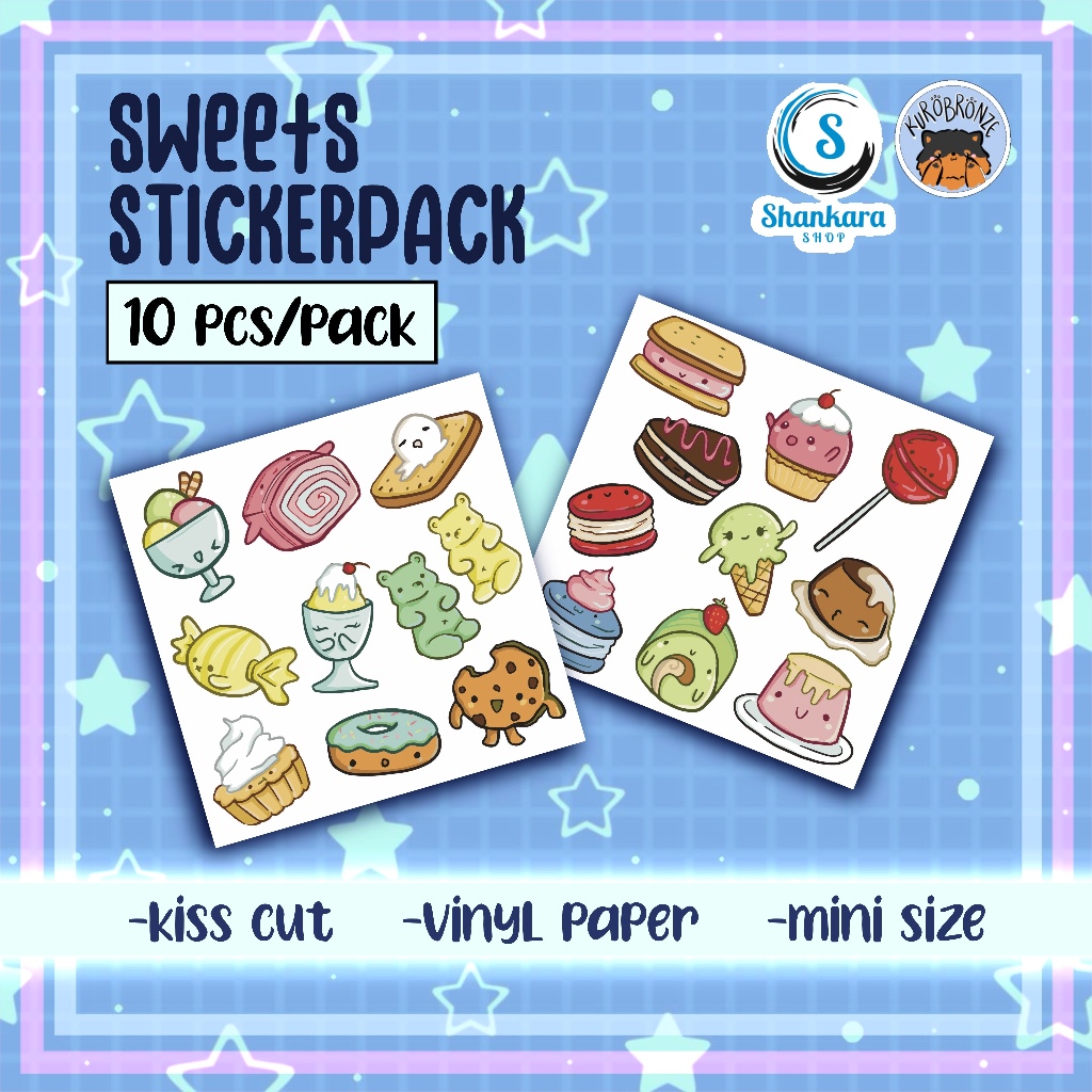 Jual (10 PCS) SWEETS CANDY STICKER PACK / GUMMY BEAR / KUE / ES KRIM ...