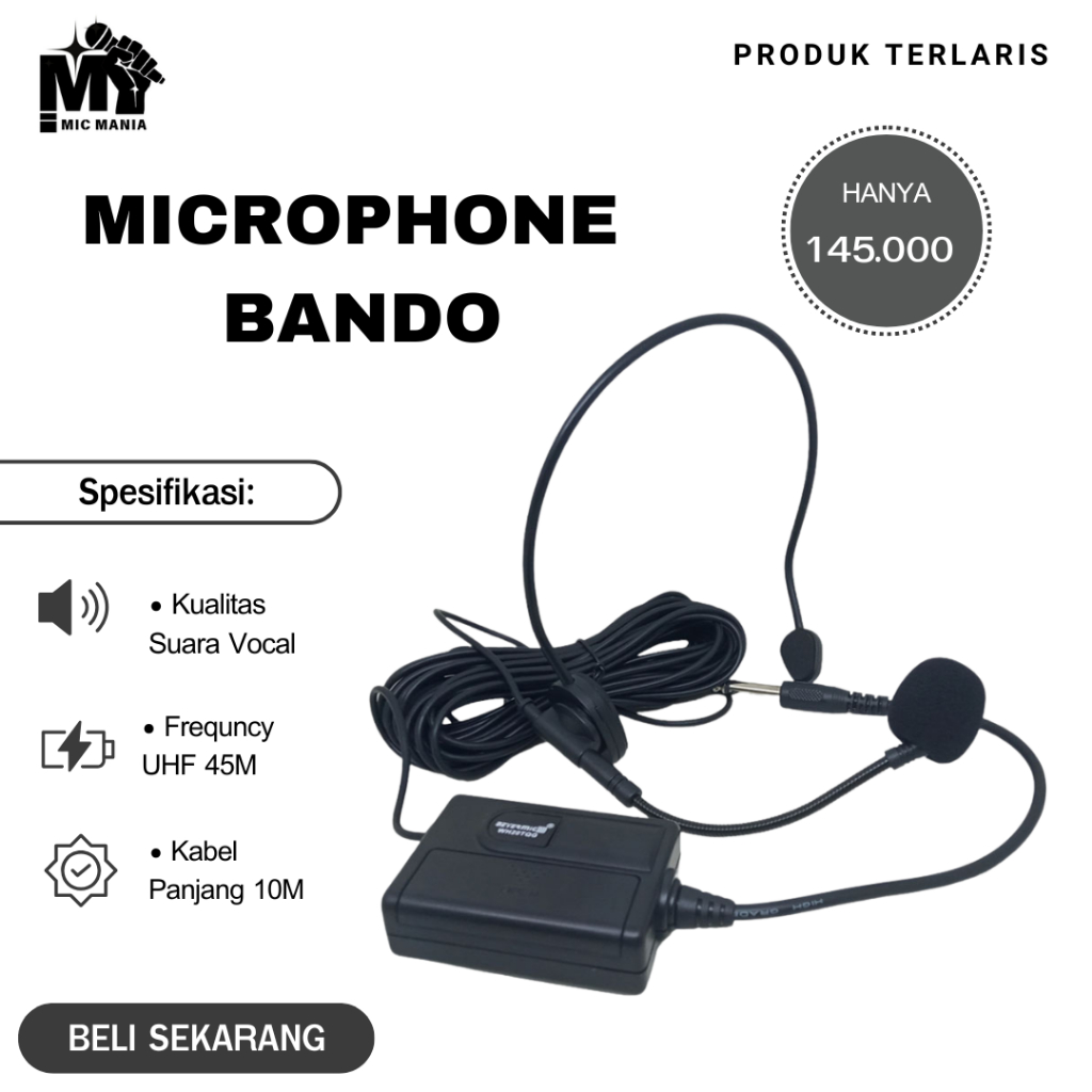 Jual Mic BANDO Microphone Imam Bando Kepala Mik Imam Masjid Mikropon ...