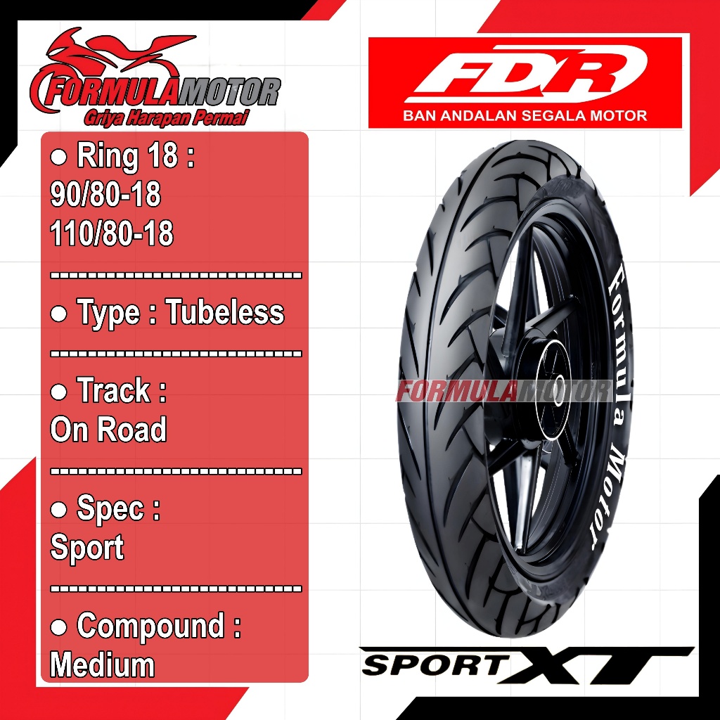 Jual FDR Sport XT Ring 18 Tubeless - Ban Tubles Motor RXK, GL, Mega Pro ...