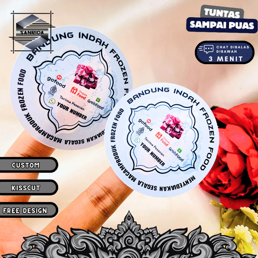 Jual 5-8 Sanrida Sticker Vinyl Frozen Food Bulat Label Kemasan Makanan ...