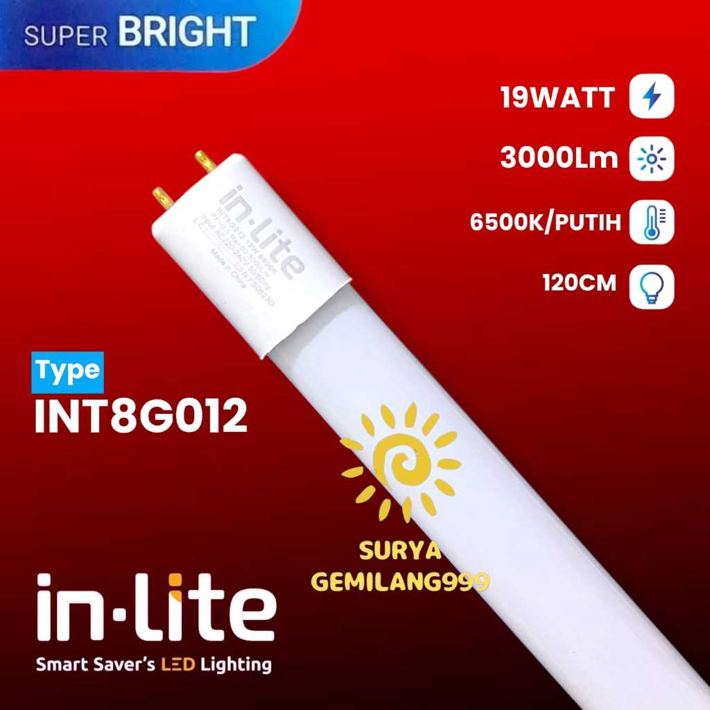 Jual INLITE - LAMPU LED TL T8 120CM 18WATT 19WATT INT8G012 /LAMPU TL/ LAMPU T8 / LAMPU GUDANG ...