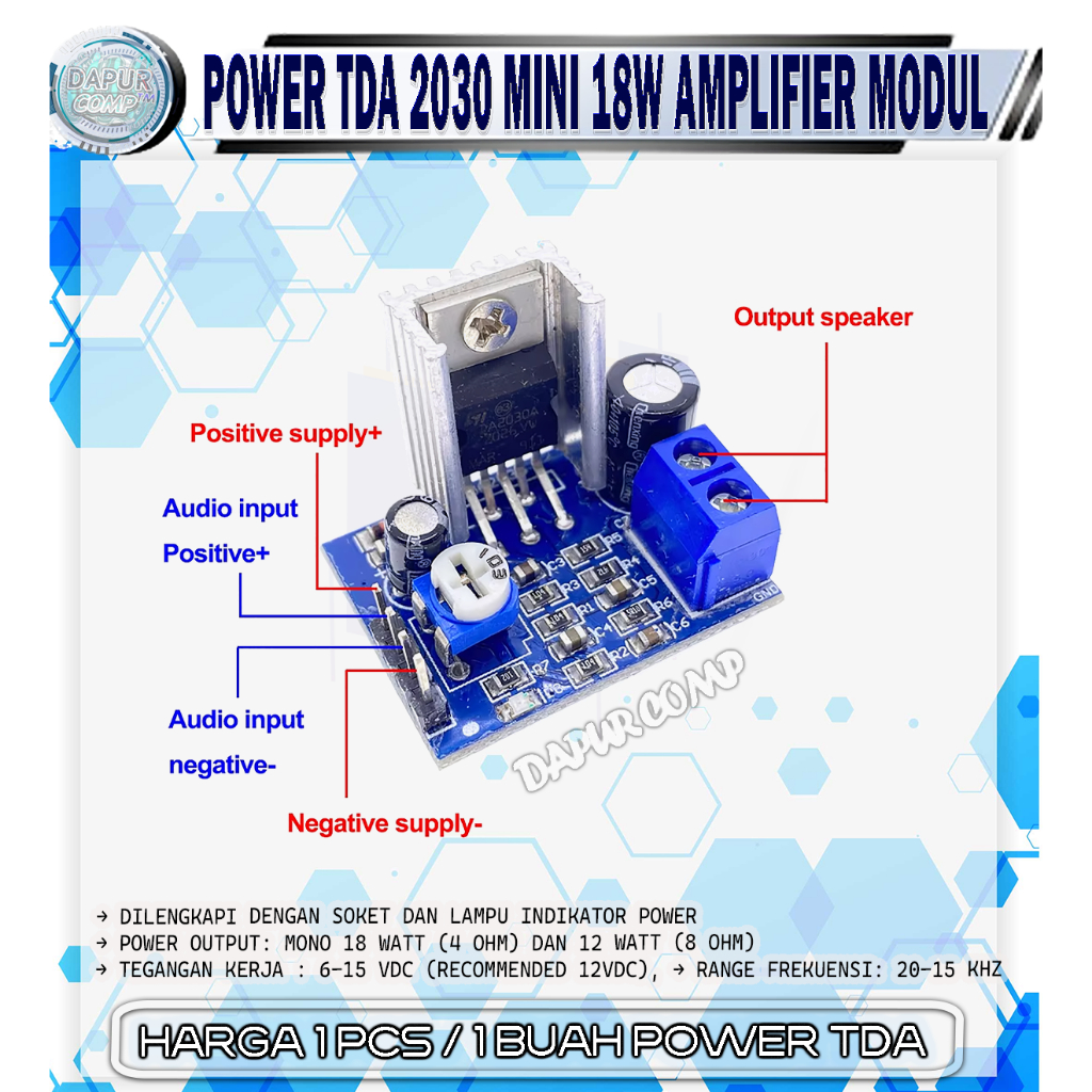 Jual POWER MINI TDA 2030 18W MONO AMPLIFIER BOARD MODULE | Shopee Indonesia