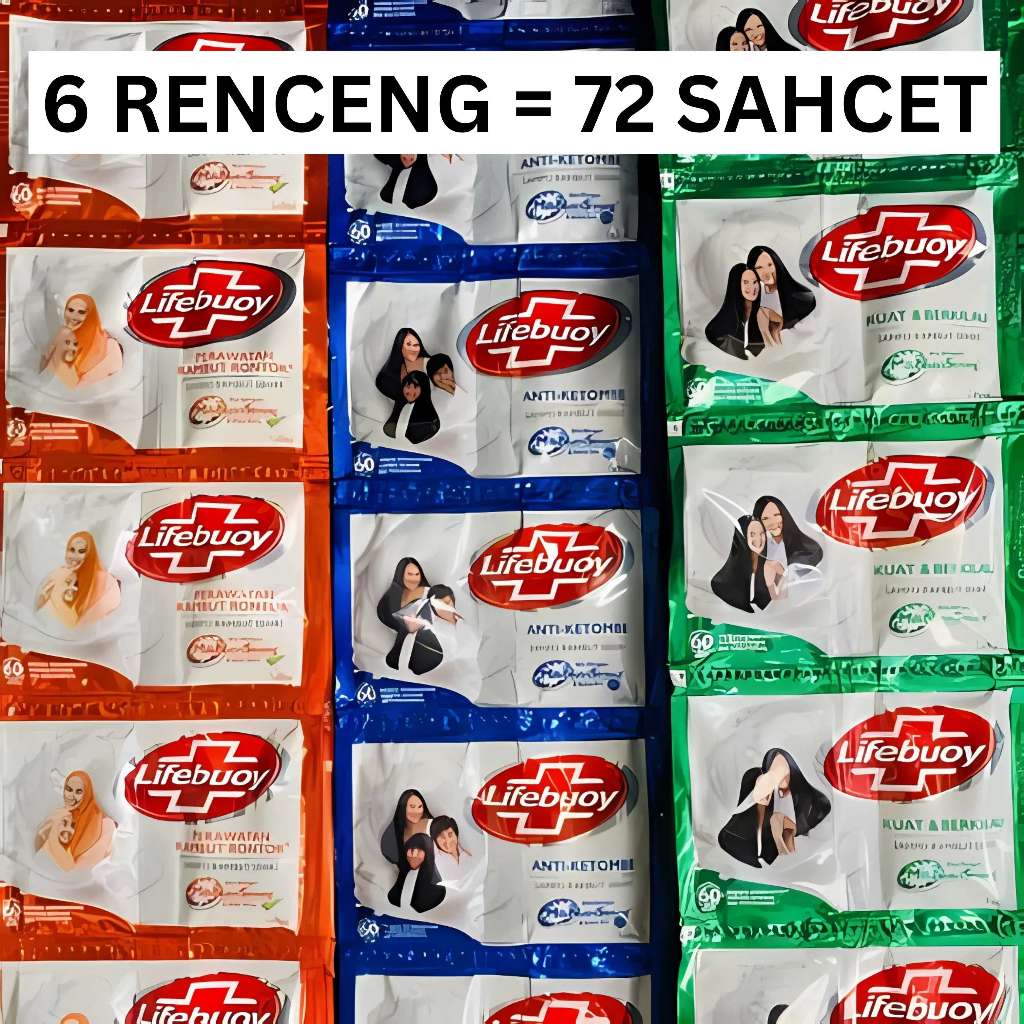 Jual ( 6 RENCENG = 72 PCS ) Lifebuoy shampo sachet 72x9ml sampo renceng ...
