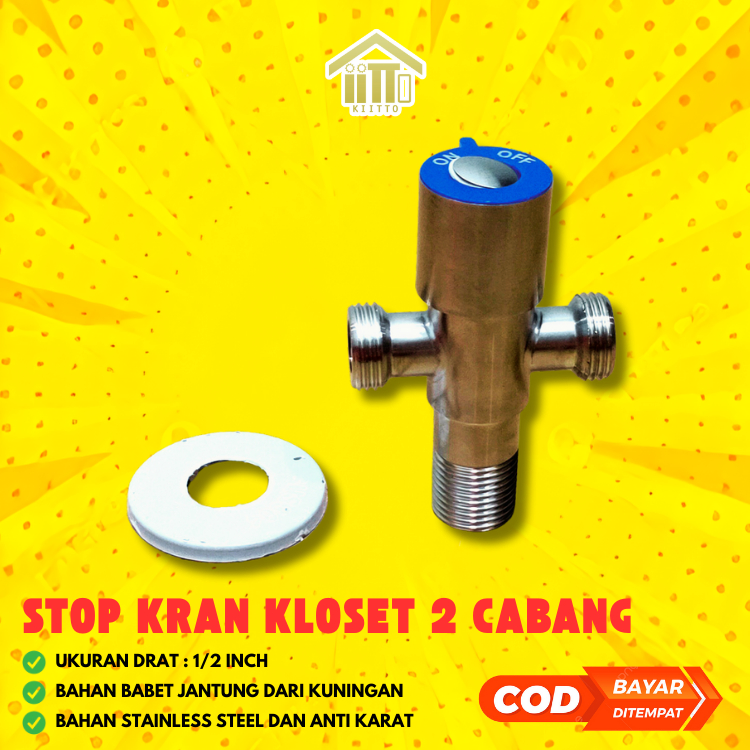 Jual STOP KRAN KLOSET 2 CABANG SINGLE STAINLESS JET SHOWER KAMAR MANDI ...