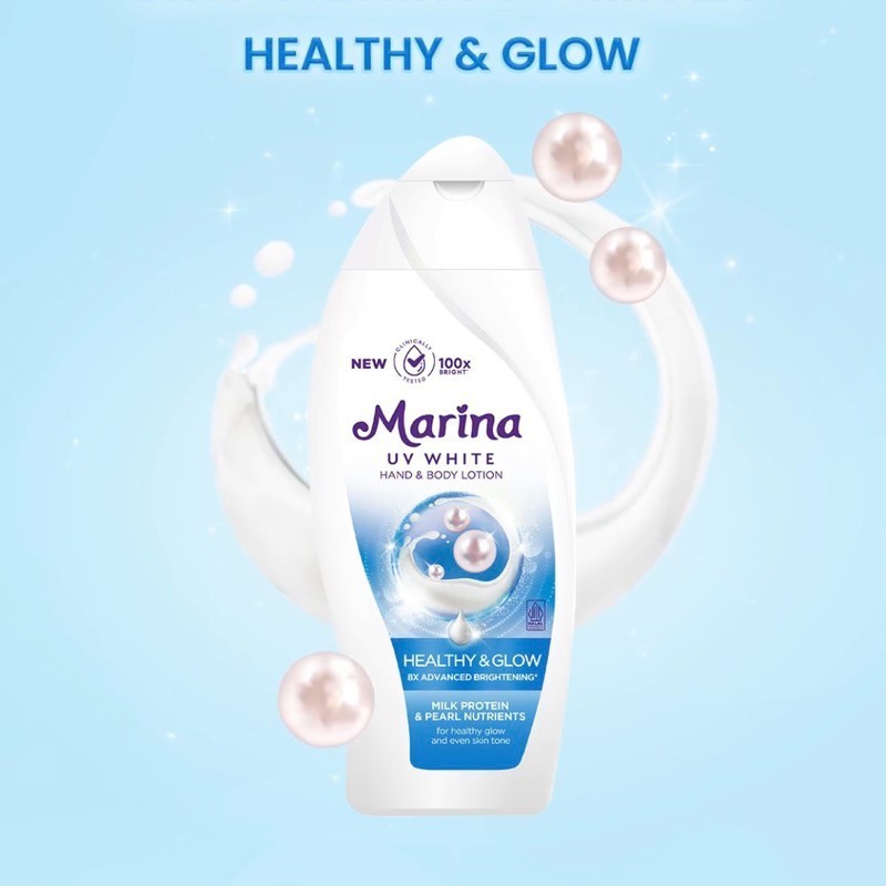 Jual Marina Hand & Body Lotion UV White Healthy Glow 92ml/185ml/460ml ...