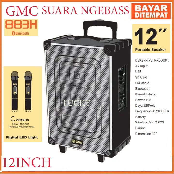 Jual Gmc Speaker Portable 883H 12 Inch Speaker Karaoke Bluetooth 2 ...