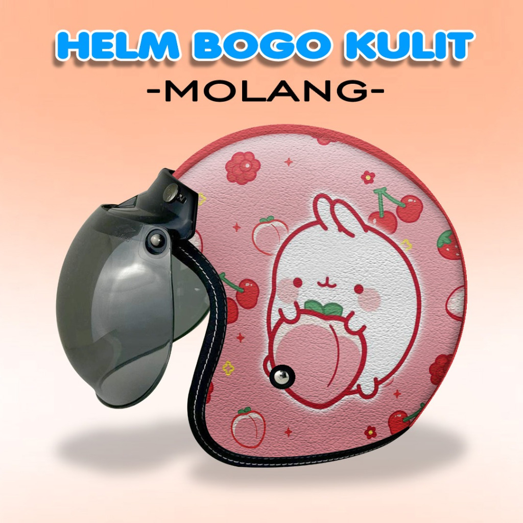 Jual Helm Bogo Retro Kulit Molang Ukuran Dewasa dan Anak Anak Free ...
