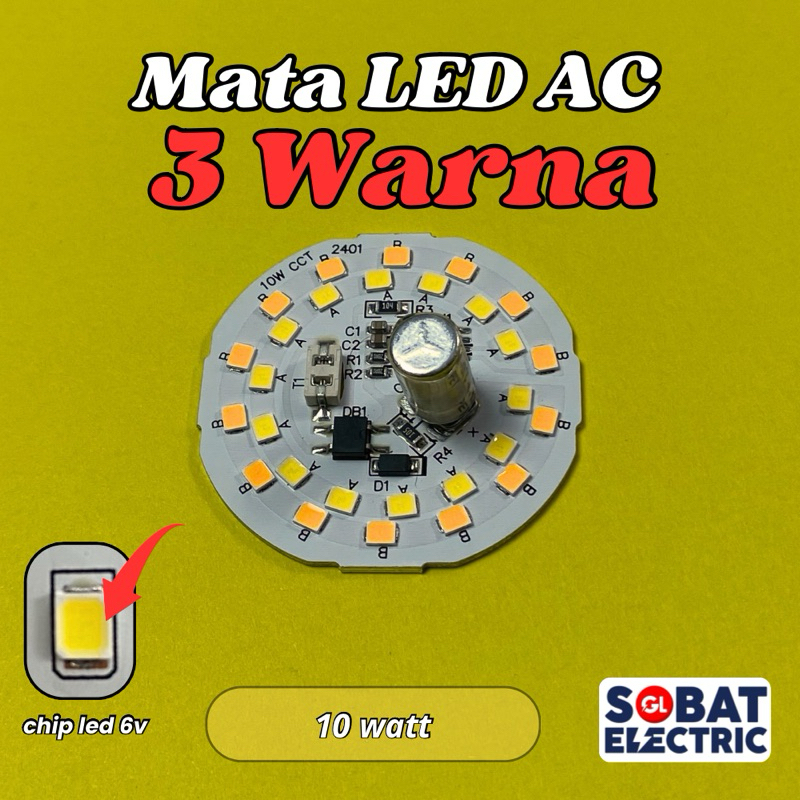 Jual PCB LED AC 3 Colors - Mata Lampu Tri Color Langsung AC 3 Warna ...