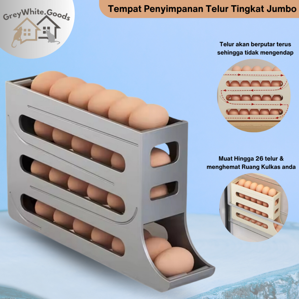 Jual Rak Telur 4 Tingkat Otomatis Hemat Tempat / Egg Tray 4 Layer ...