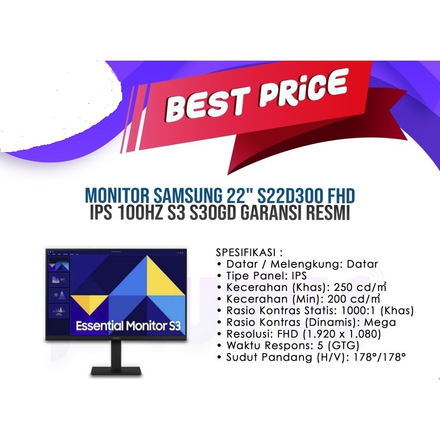 Jual SAMSUNG 22 S22D300 Monitor IPS 100Hz HDMI VGA | Shopee Indonesia