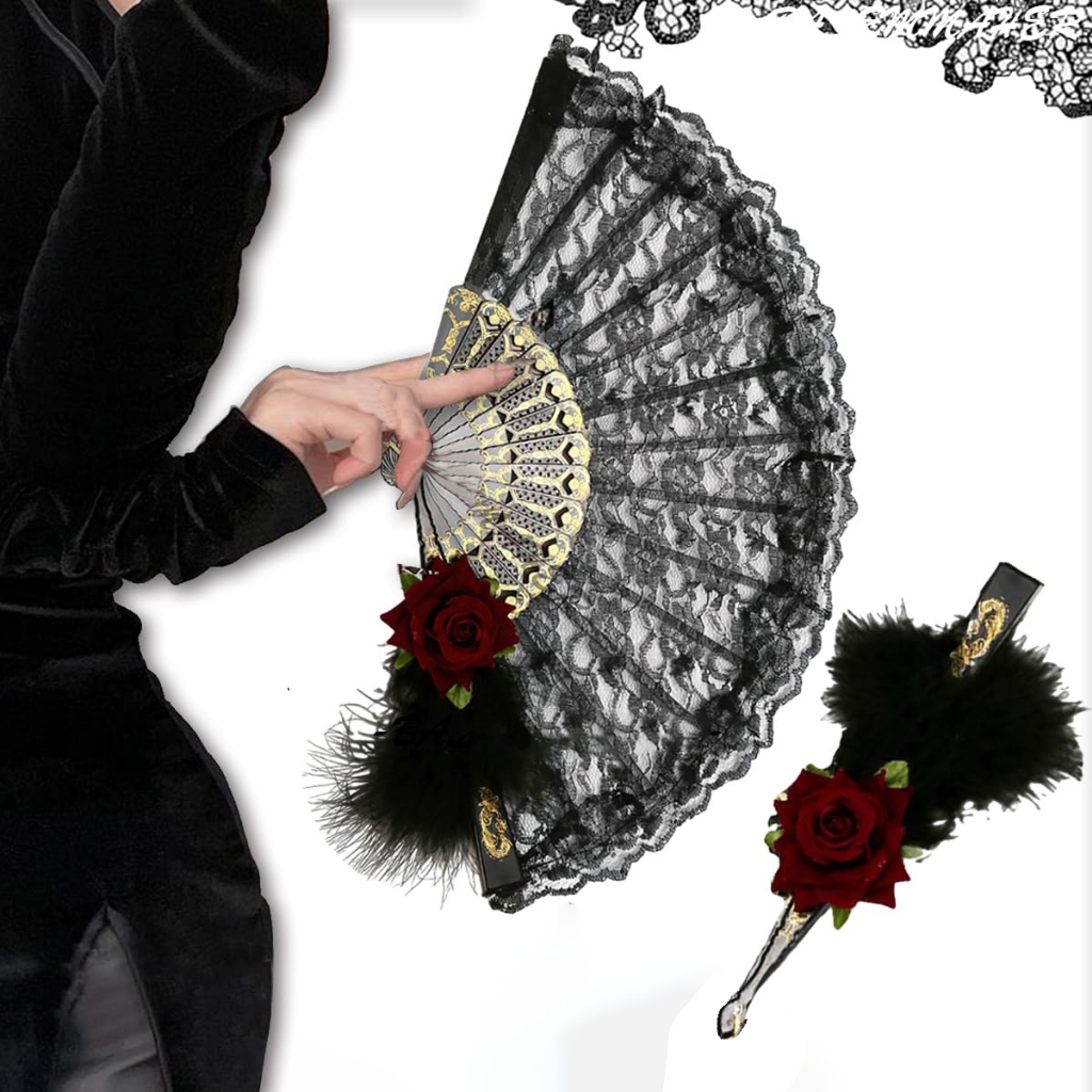 Jual Kipas Jepang Souvenir Kipas Lipat Gaya Gothic Bahan Lace Kipas ...
