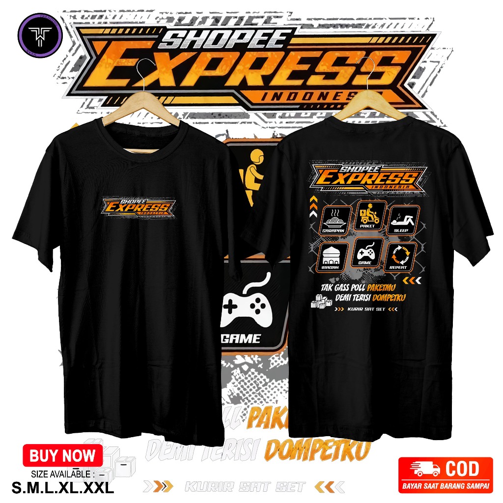 Jual Kaos Shoppee Express Kurir Sat Set - Baju Kurir Paket Ekspedisi ...
