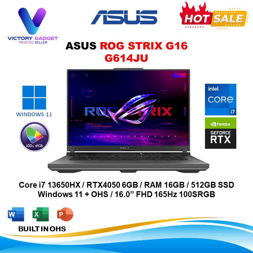 Jual ASUS Rog Strix G16 G614JU RTX4050 6GB i7 13650HX Ram 16GB 512GB ...