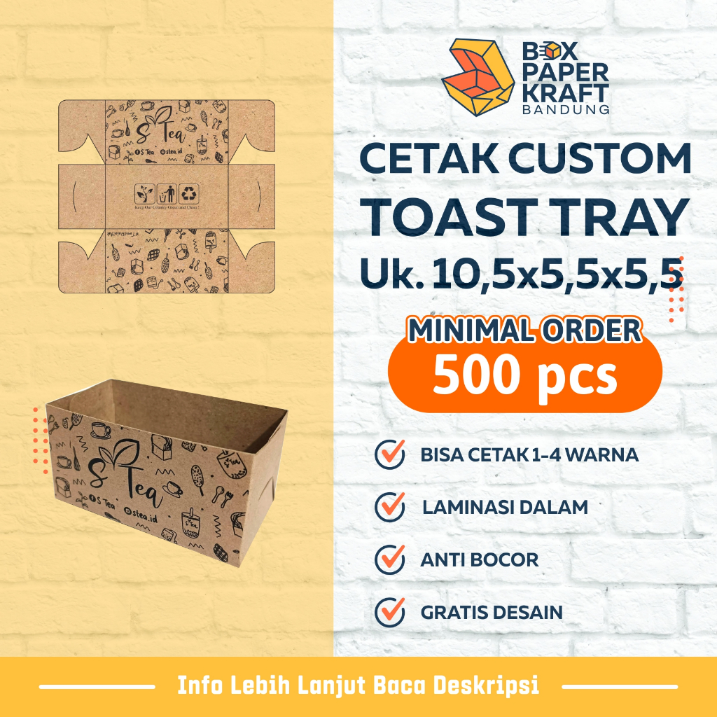 Jual CUSTOM CETAK Toast Box Bread TakeAway Paper Tray Dus Kemasan Roti ...