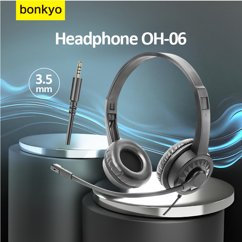 Jual Bonkyo OH06 Headphone stereo dengan mikrofon dan single jack 3.5mm ...