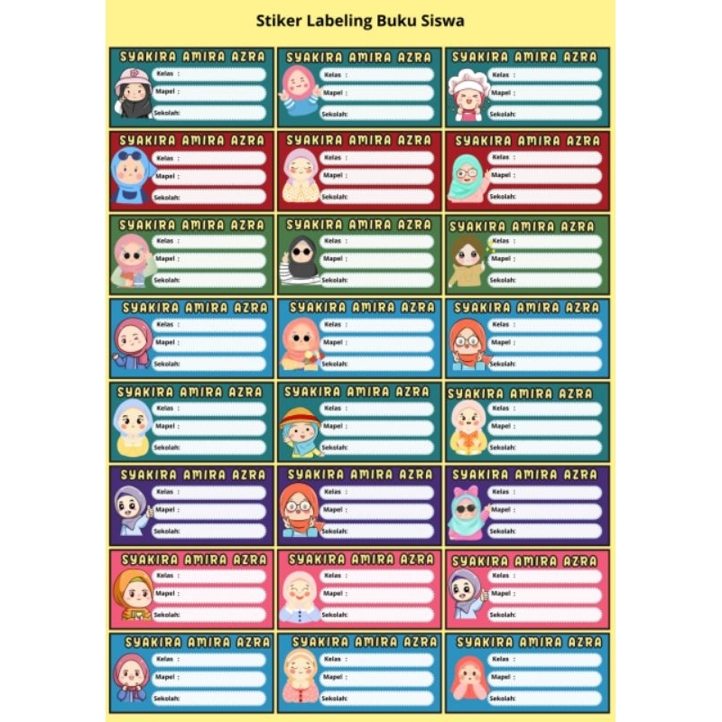 Jual Stiker Label nama buku / Sticker nama buku 24 pcs | Shopee Indonesia