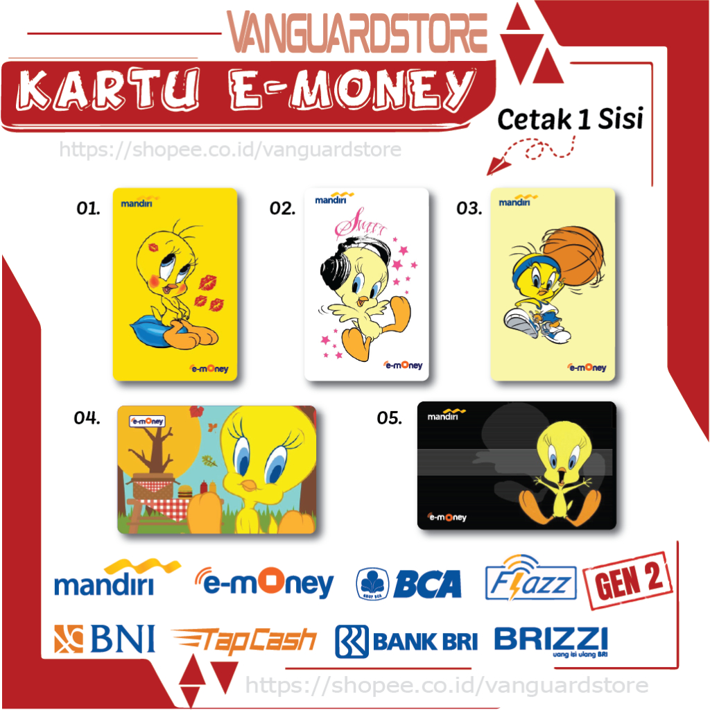 Jual KARTU E MONEY E TOLL KARTUN TWEETY CUTE ANIME EMONEY MANDIRI FLAZZ ...