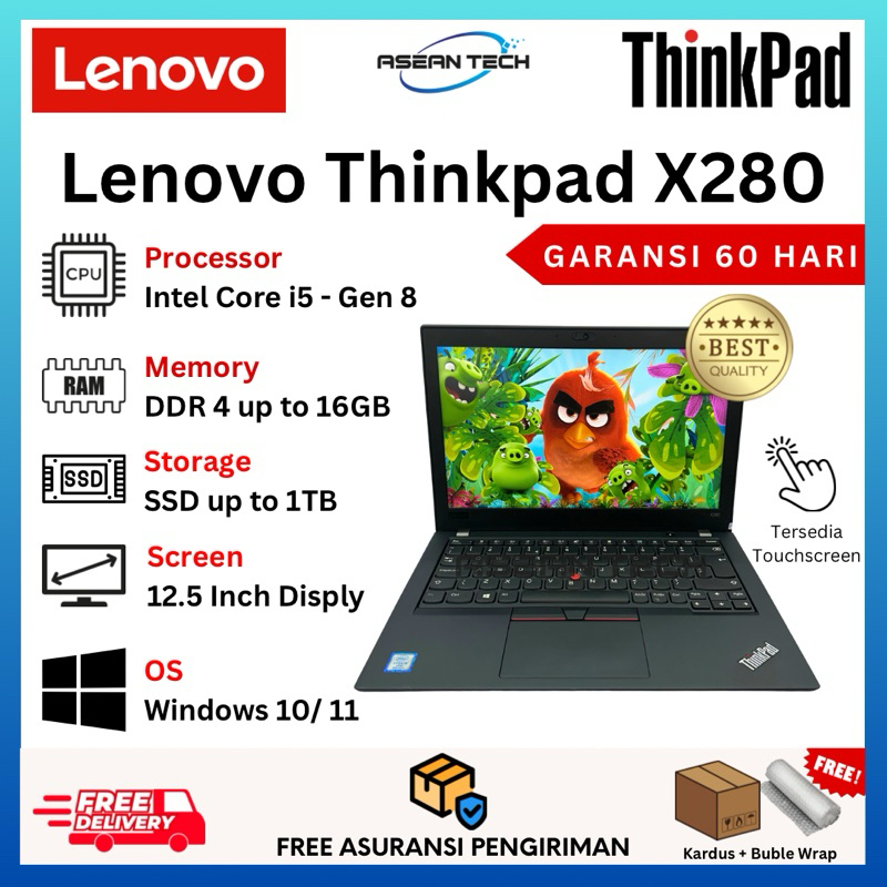 Jual Laptop 12" Lenovo Thinkpad X280 Core i5 Gen 8 Ram 16GB SSD 1TB - Second Murah Bergaransi ...