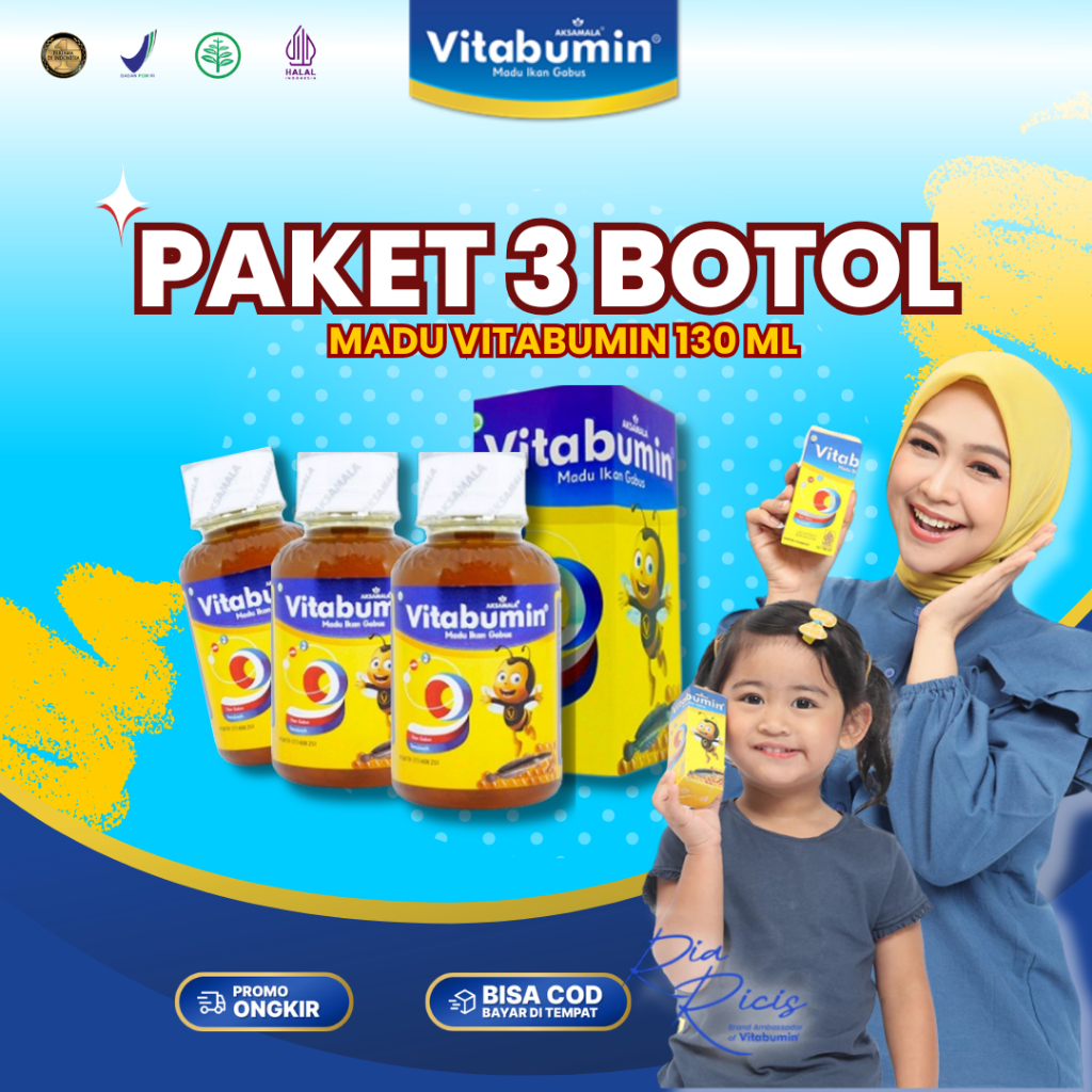 Jual Vitabumin 130ML- 3 PCS/BOTOL Penambah Nafsu Makan Anak | Shopee Indonesia