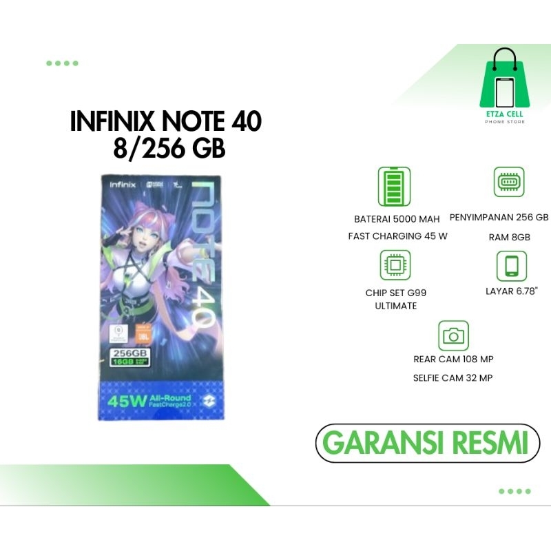 Jual Infinix Note 40 8/256 GB Garansi Resmi | Shopee Indonesia