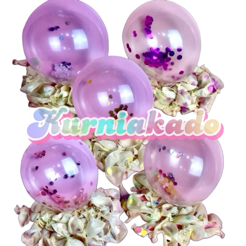Jual Balon transparan isi confetti per pcs balon pvc transparan bening ...
