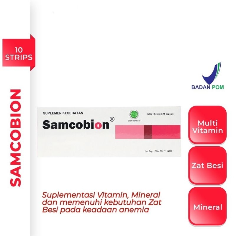 Jual Samcobion Suplemen Kesehatan Multi Vitamin dan Zat Besi Pada ...