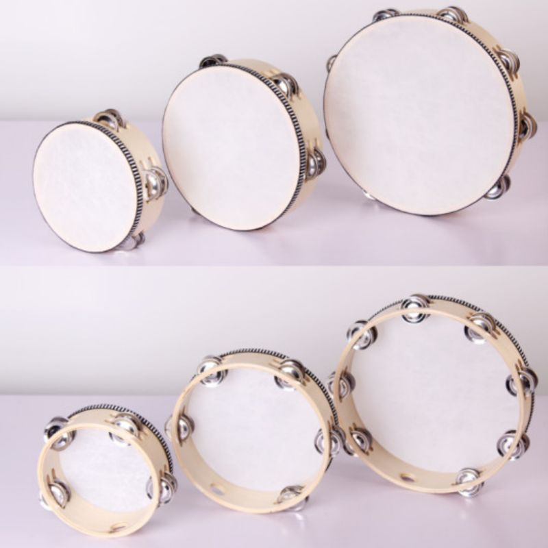 Jual Alat musik pukul tamborin 8" / 20cm kulit domba hand tambourine ...