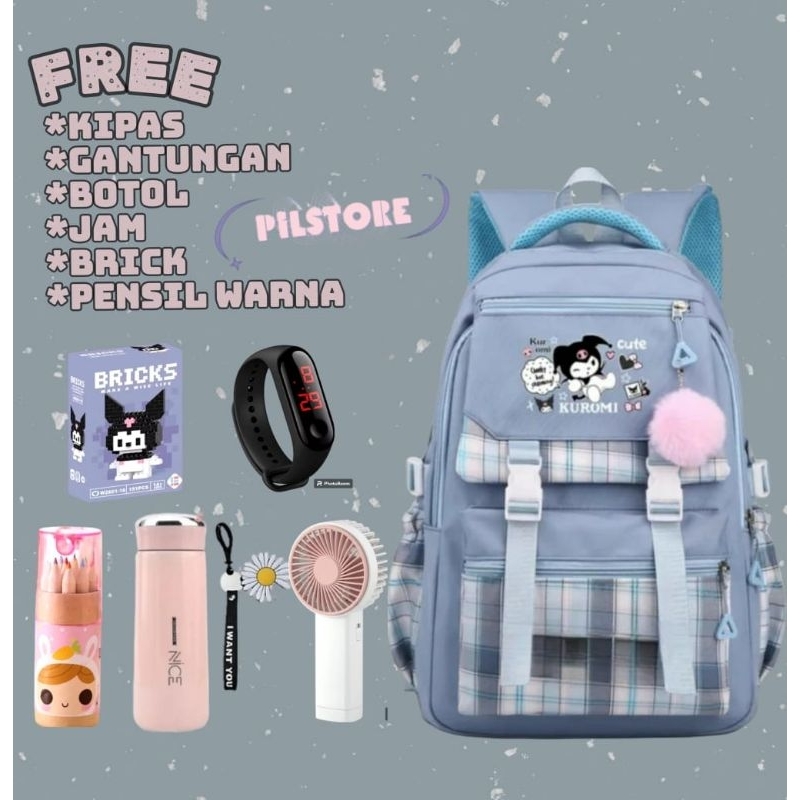 Jual TAS RANSEL ANAK PEREMPUAN KUROMI SD SMP SMA KOREA STYLE TERBARU MURAH 2023 | Shopee Indonesia