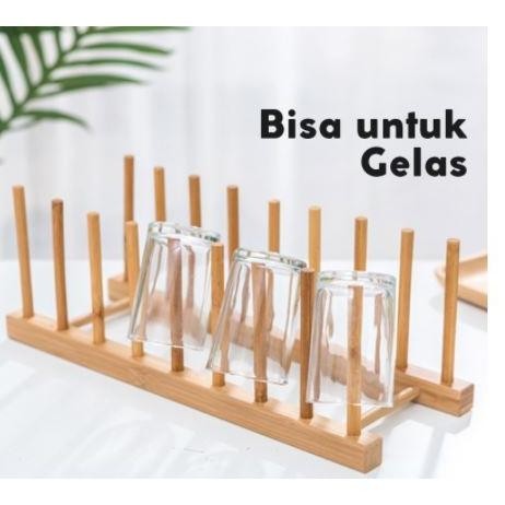 Jual Rak susun serbaguna Kayu 10 Slot Tempat Penyimpanan Rak Peniris ...