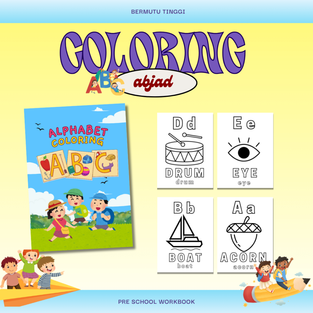 Jual Buku Aktivitas Anak Coloring Alphabet Mewarnai Abjad 78 Lembar ...