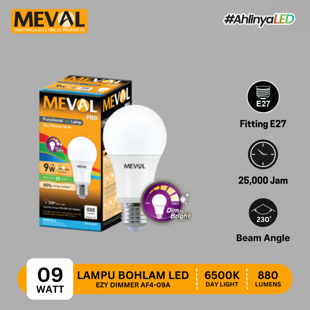 Jual MEVAL Lampu LED Dimmer Stepless Dimming 9W - Putih | Shopee Indonesia