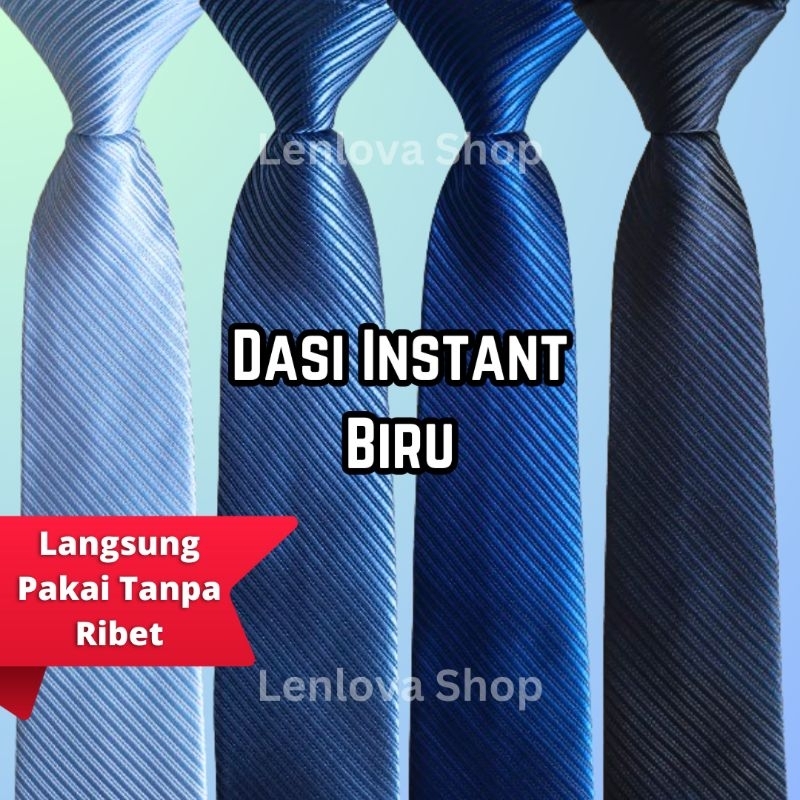 Jual Dasi Instant Biru Polos Salur Formal/Kerja/Pernikahan/Ujian/Wisuda ...