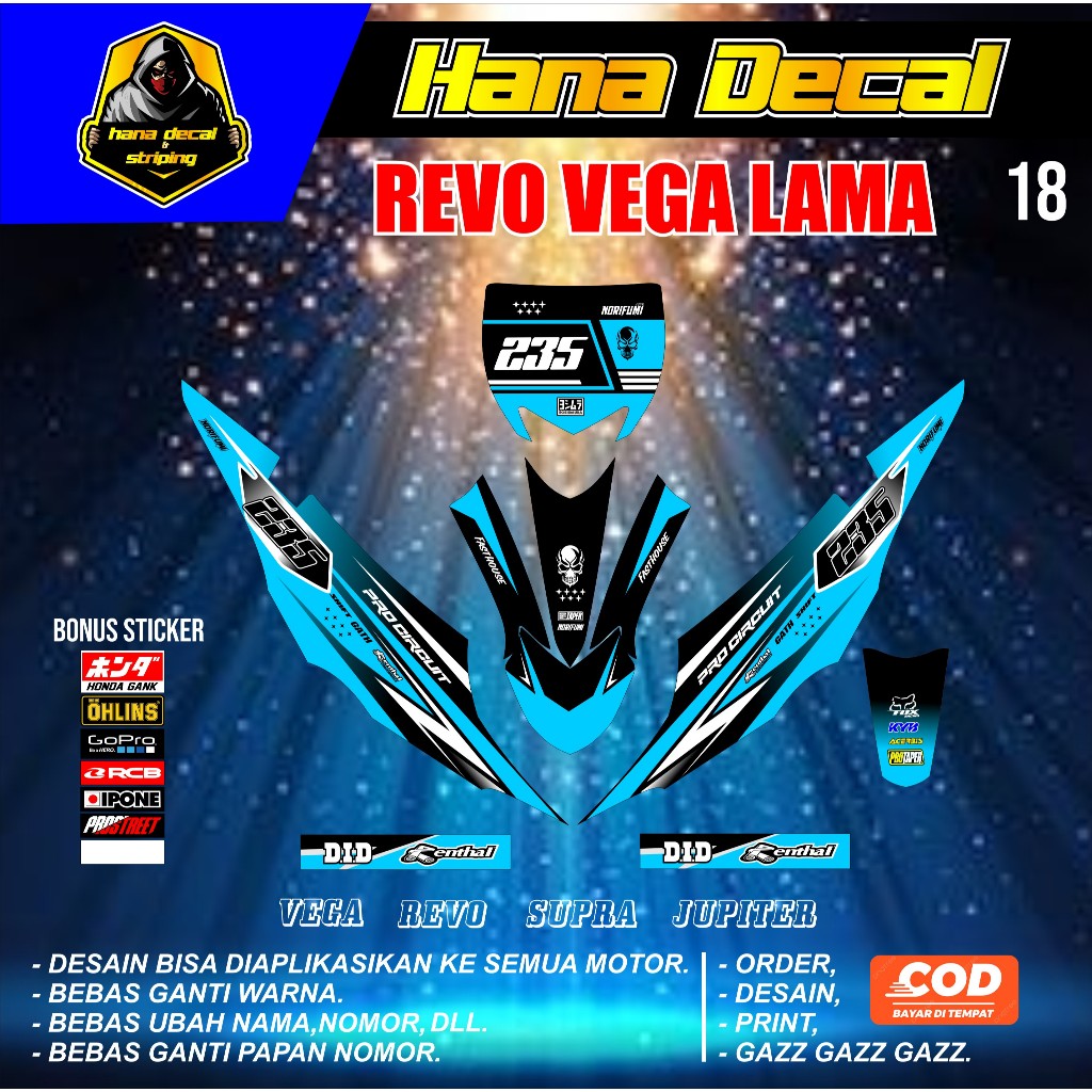 Jual (COD) STIKER STRIPING MOTOR REVO LAMA RBT BEBEK MODIF SUPERMOTO ...