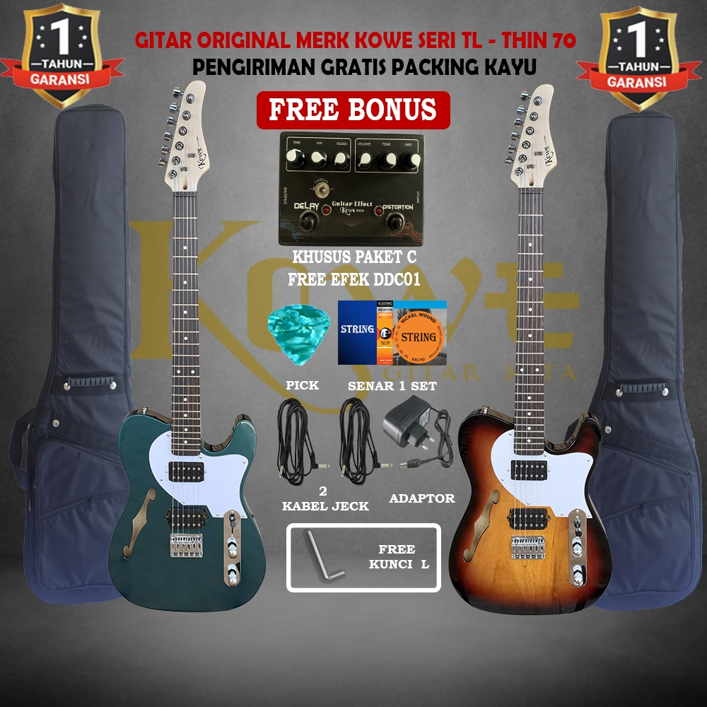 Jual Gitar Kowe Elektrik Original Seri TL-70 THIN free Efek Guitar ...