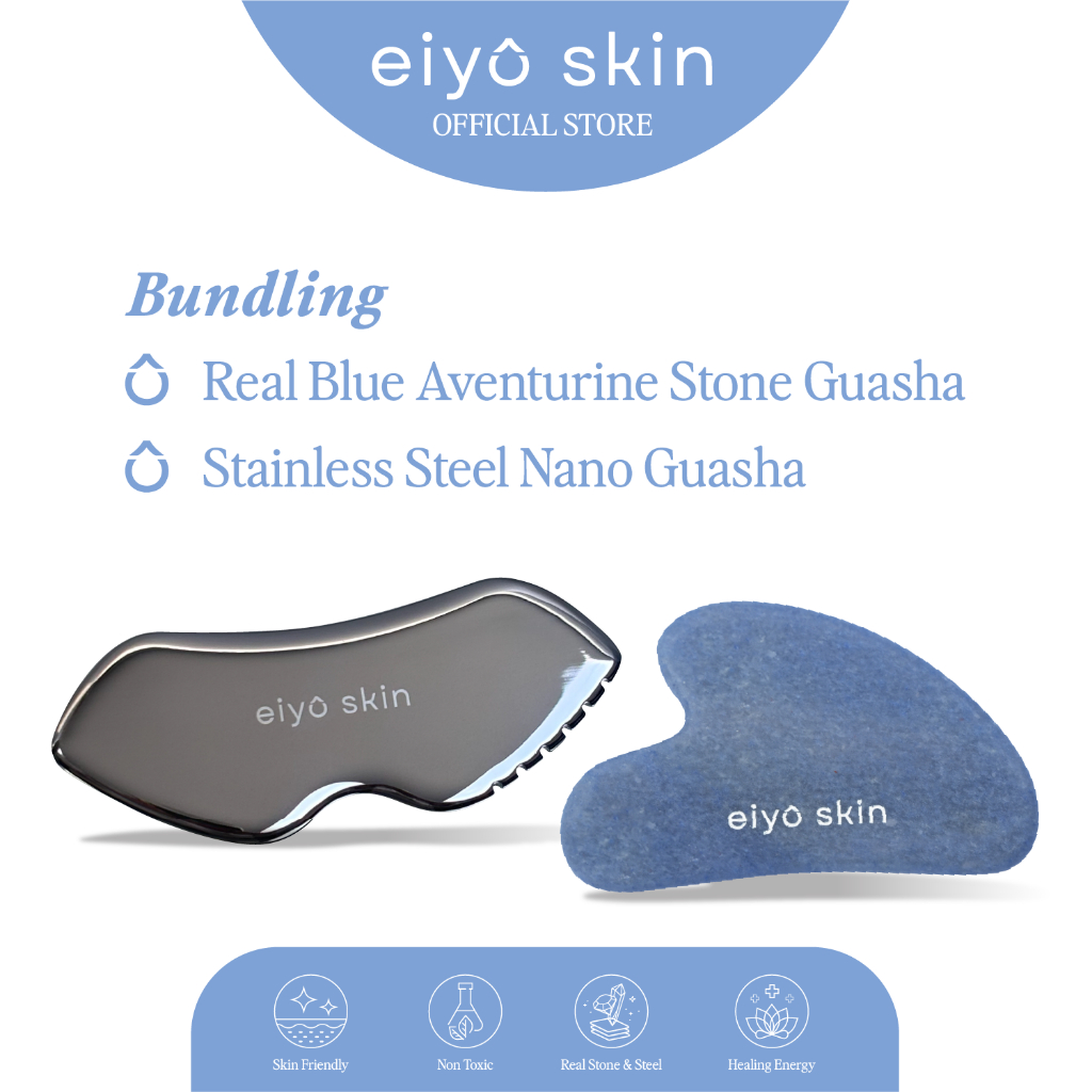 Jual EIYO SKIN - Bundling Real Blue Aventurine Stone Guasha & Stainless ...