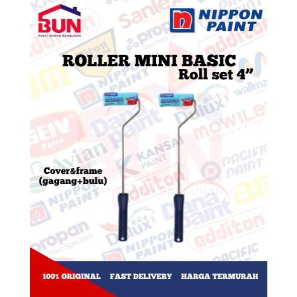 Jual Nippon Paint Mini Roller 4 Inch / Kuas Roll Kecil gagang Panjang ...