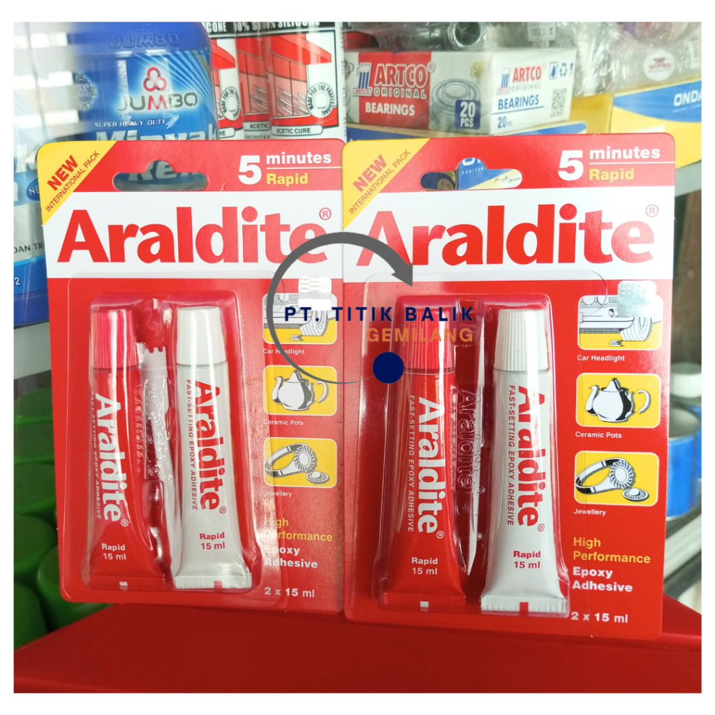 Jual Lem Epoxy Besi ARALDITE Rapid 5 Menit Merah / ARALDITE 5 Menit ...