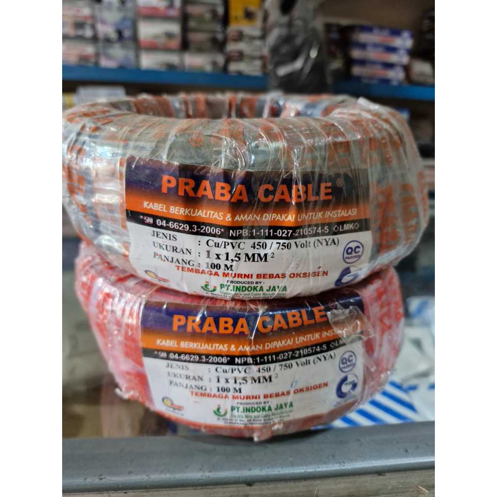 Jual Kabel Praba Listrik NYA 1.5 100M / PRABA 1x1.5mmx100meter tunggal ...