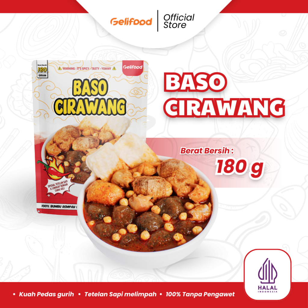 Jual Gelifood - Baso Cirawang Kuah Mercon Isi Jando Tetelan Sapi 180 gr ...