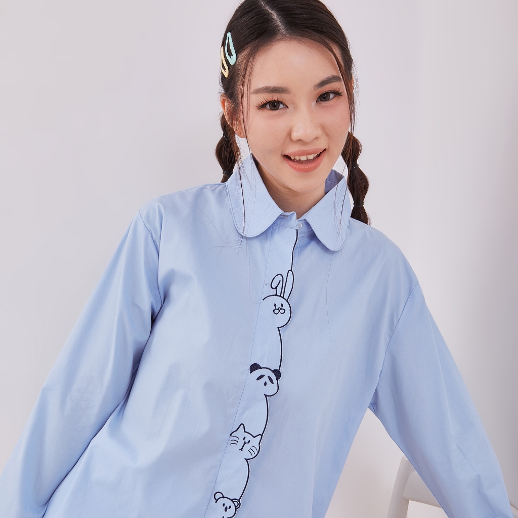 Jual Fuzzy Pals Embroidered Blouse 034 | Wilexa Official | Kemeja ...
