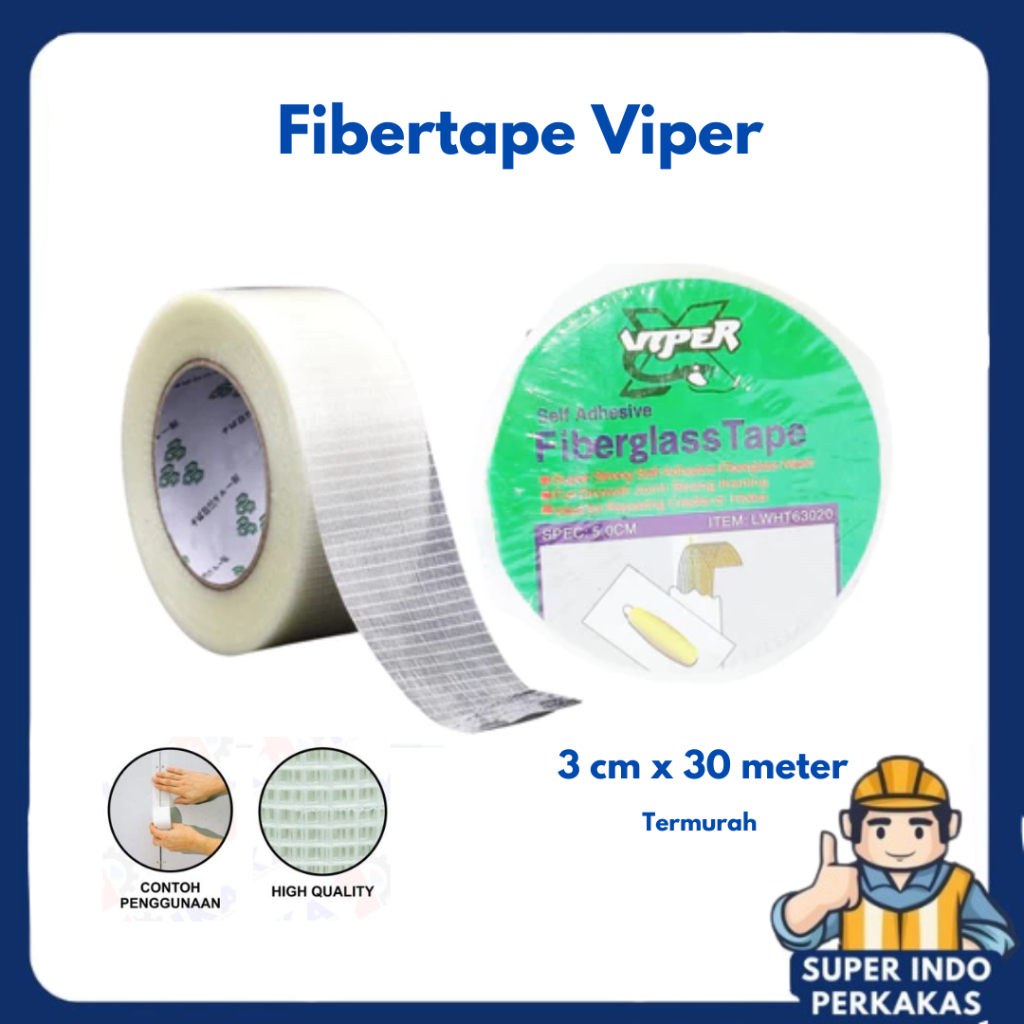 Jual Fibertape Lakban Kasa Gypsum Viper/ LAKBAN GYPSUM GIPSUM 3CM 5CMX40M LEM ISOLASI KASA MESH ...