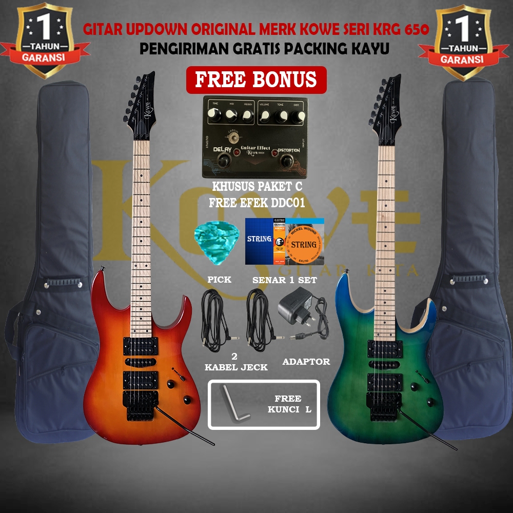 Jual Gitar Elektrik Original Seri KRG-650 Merk Kowe Tremolo Updown FREE EFEK DDC01 | Shopee ...