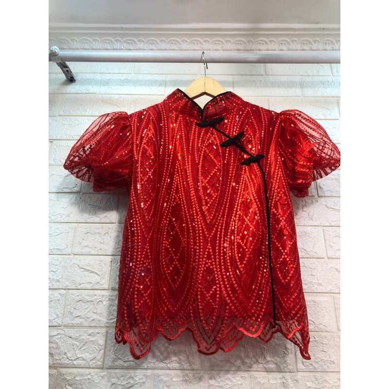 Jual Atasan blouse imlek kerah shanghai Qibao merah jumbo cheongsam ...