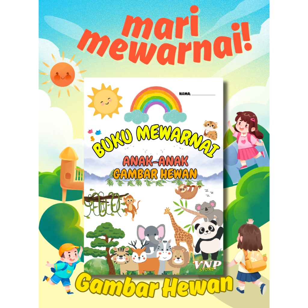 Jual (FREE STICKER)BUKU MEWARNAI ANAK-ANAK-GAMBAR HEWAN LUCU-UKURAN A4 ...
