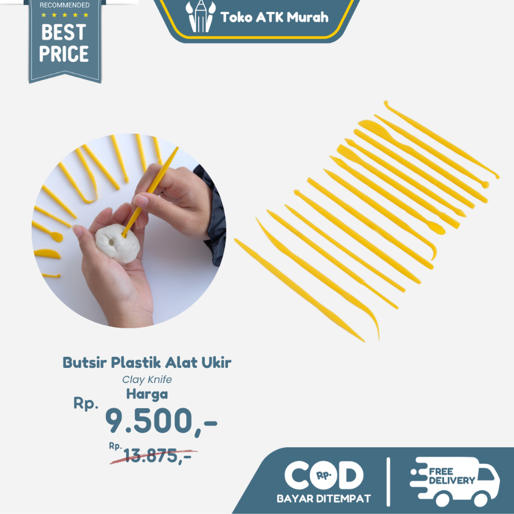 Jual Butsir Plastik Alat Ukir Tanah Liat / Clay Knife Plastic 14 pcs ...